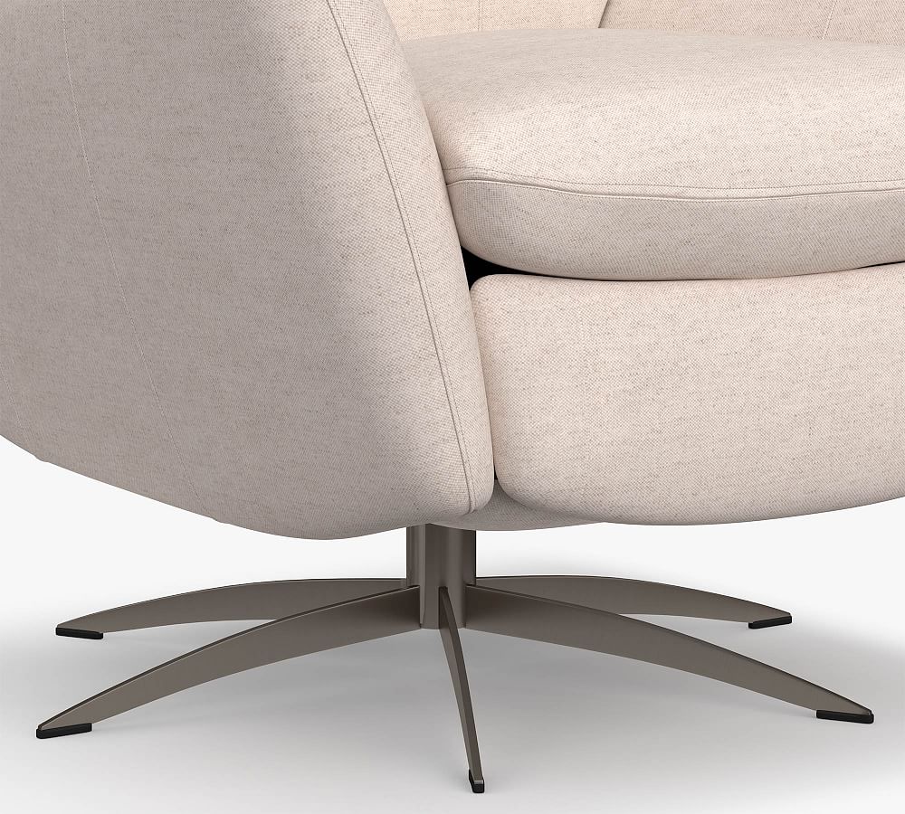 Wells Upholstered Tight Back Swivel Recliner | Pottery Barn
