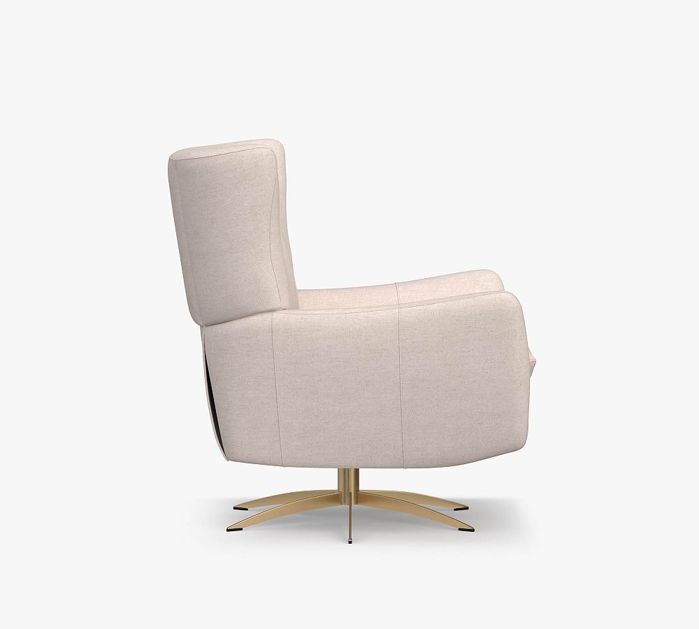 Wells Upholstered Tight Back Swivel Recliner | Pottery Barn