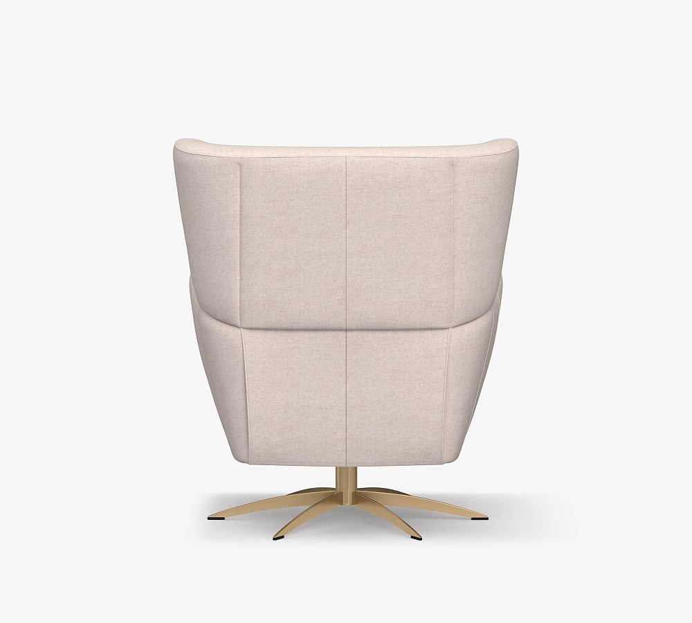 Wells Upholstered Tight Back Swivel Recliner | Pottery Barn