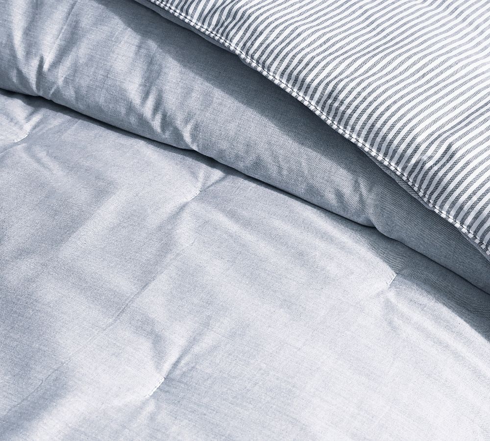 3-Piece Silas Reversible Striped Cotton Comforter & Shams Set | Pottery ...