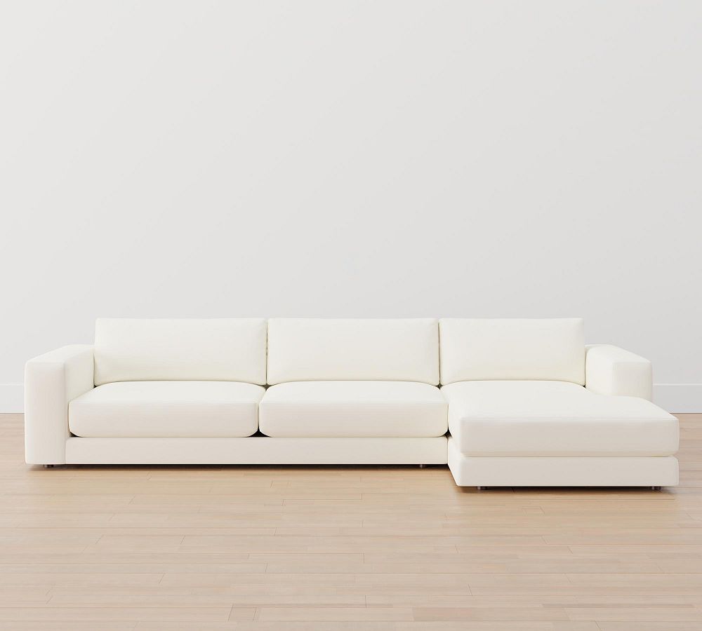 Carmel Lounge Square Arm Upholstered Sofa Chaise Sectional | Pottery Barn