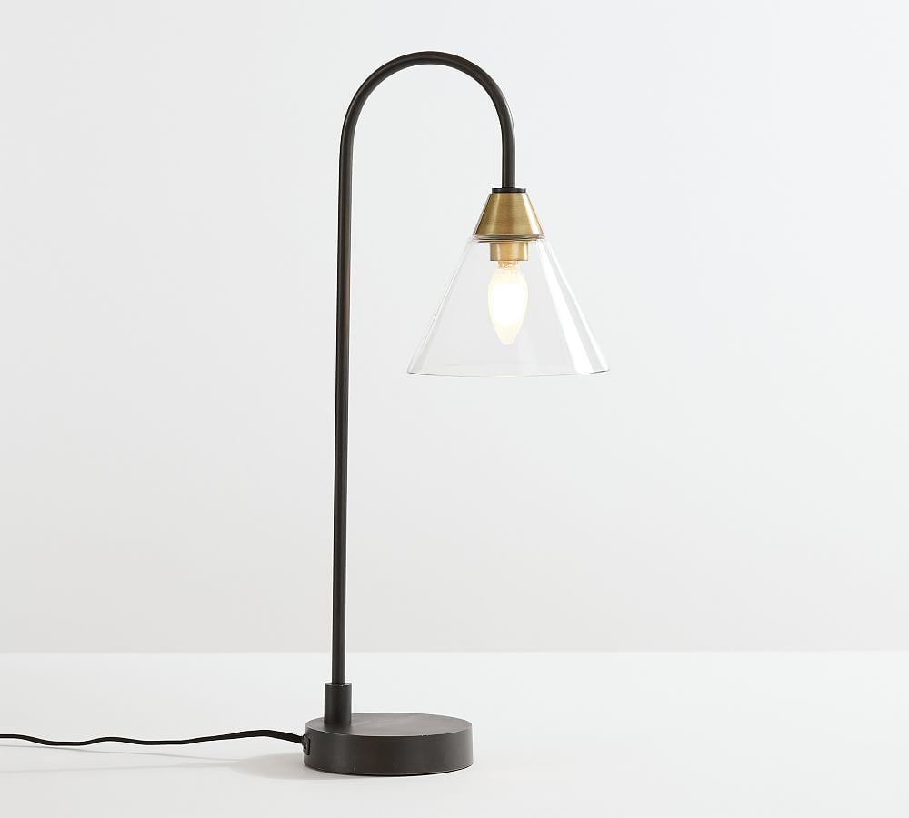 Claremont Flared Glass USB Table Lamp | Pottery Barn