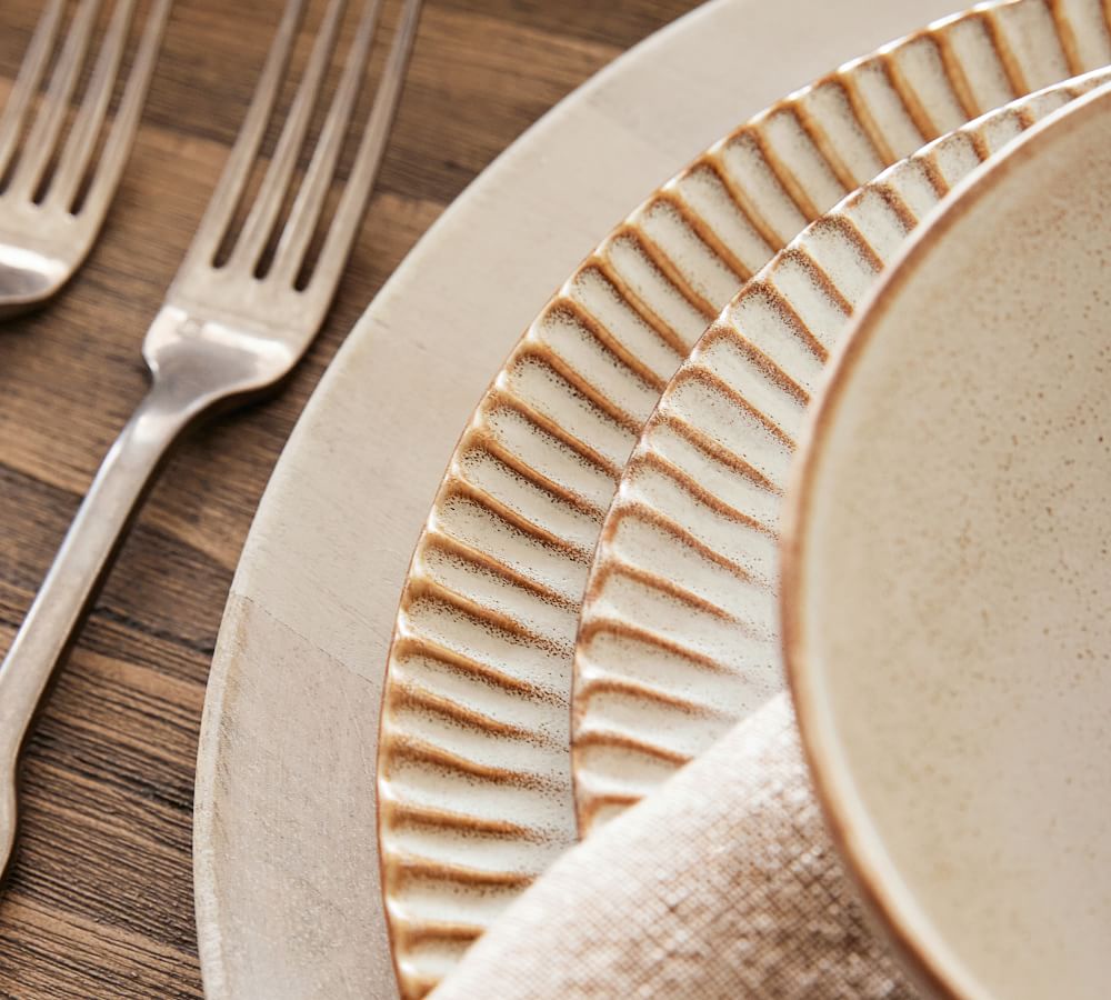 Ridge Textured Stoneware Dinner Plates | Pottery Barn