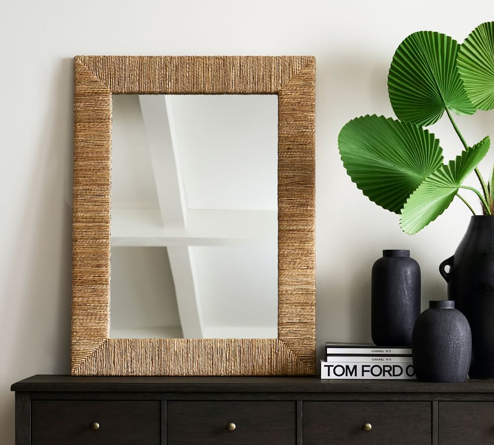 Malibu Handwoven Seagrass Rectangle Mirror - 40"W x 30"H | Pottery Barn
