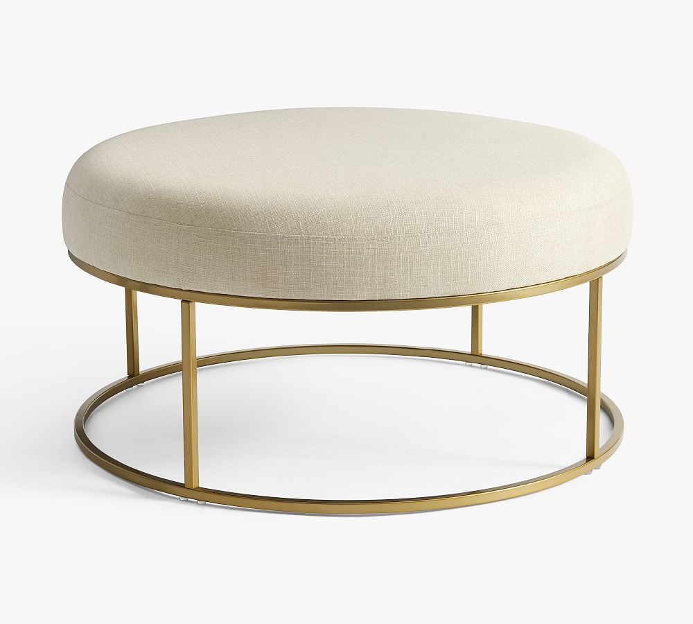 Millie Upholstered Round Ottoman | Pottery Barn