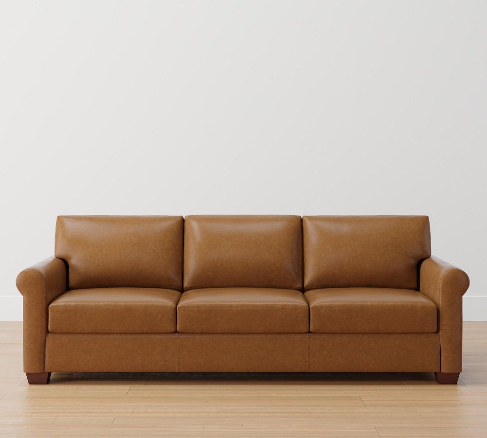 York Roll Arm Leather Sofa Collection | Pottery Barn