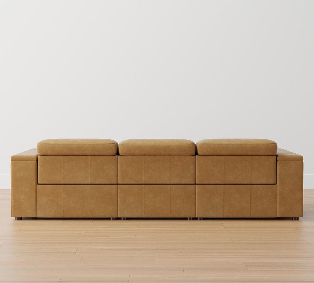 Ultra Lounge Square Arm Leather Modular Sofa | Pottery Barn