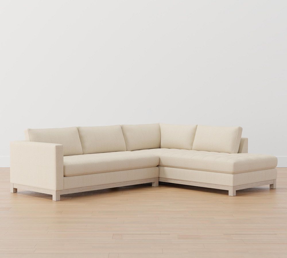 Jake Tufted Upholstered Return Bumper Sectional with Wood Base ...