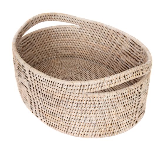 Tava Handwoven Rattan Oval Basket | Pottery Barn