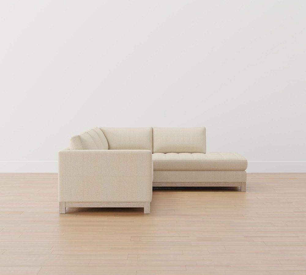Jake Tufted Upholstered Return Bumper Sectional with Wood Base ...