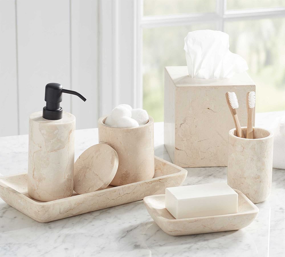 Silas Marble Bathroom Accessories Set | Pottery Barn