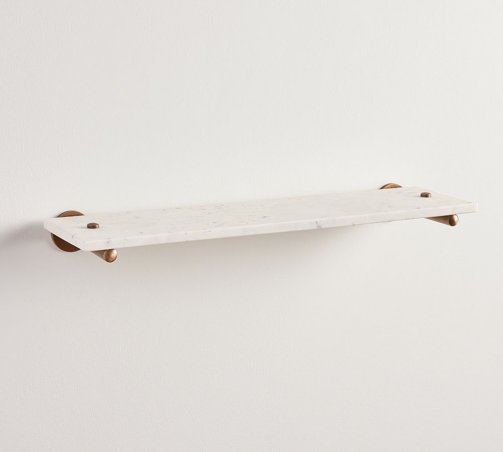 Linden Handcrafted Marble Single Tier Shelf | Pottery Barn