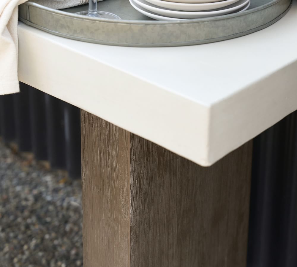 Pomona 65" Concrete & Acacia Outdoor Console Table | Pottery Barn