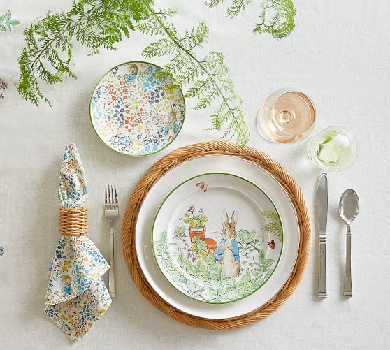 Peter Rabbit™ Floral Stoneware Appetizer Plates - Set of 4 | Pottery Barn