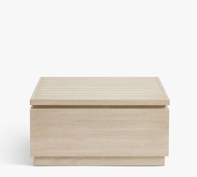 Indio Eucalyptus Modern Platform Outdoor Coffee Table with Storage ...