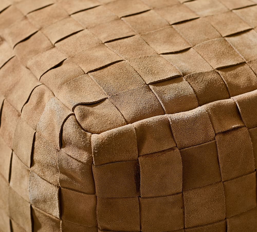 Suede Basketweave Pouf | Pottery Barn