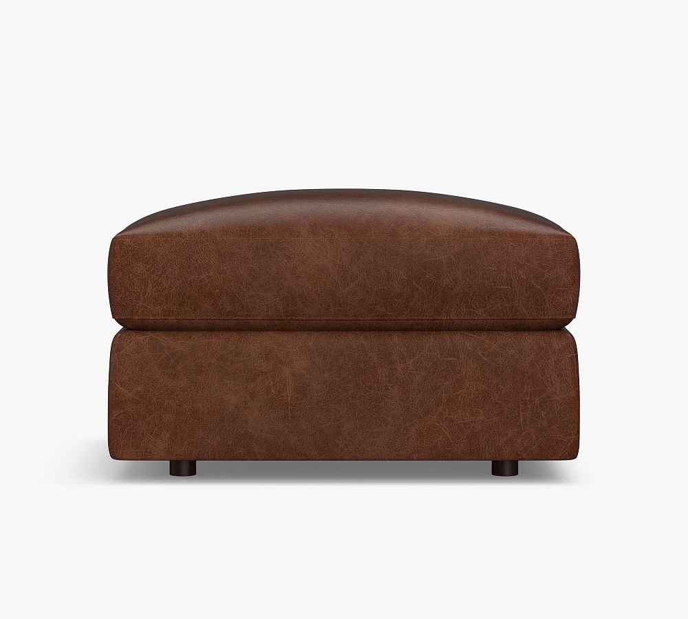 Carmel Slim Leather Ottoman | Pottery Barn