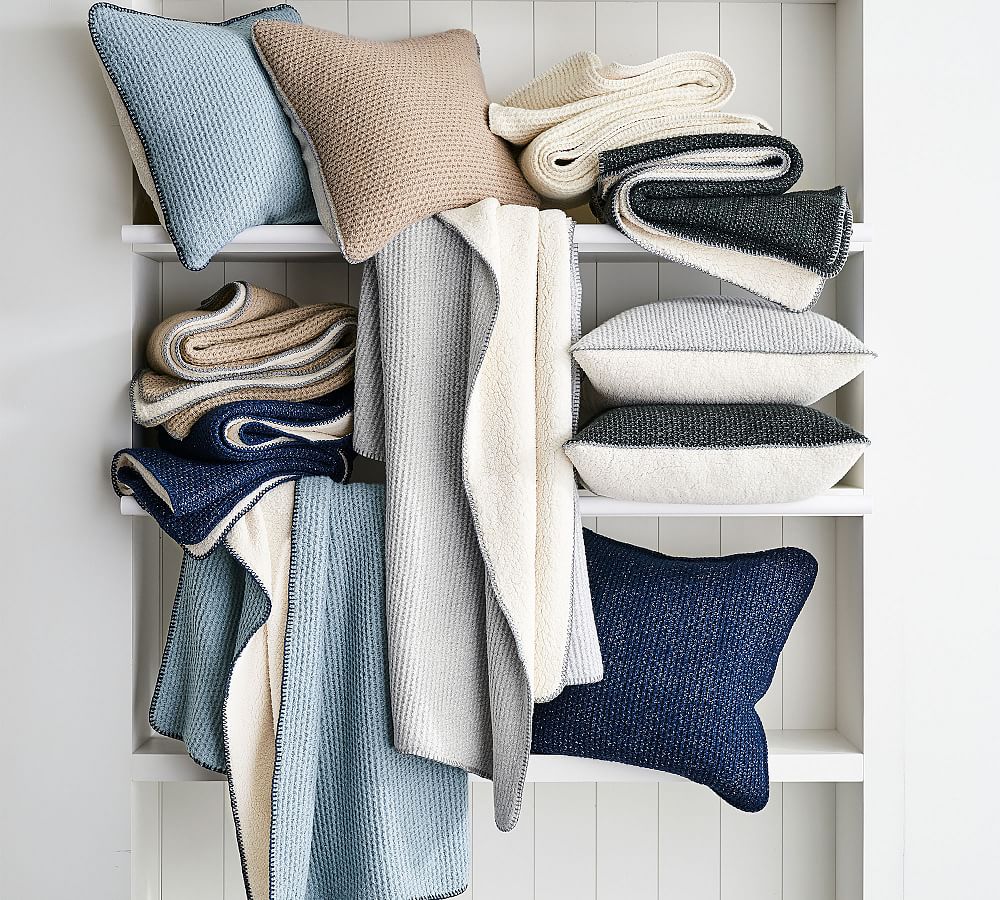 Thermal Sherpa Back Knit Pillow Cover | Pottery Barn