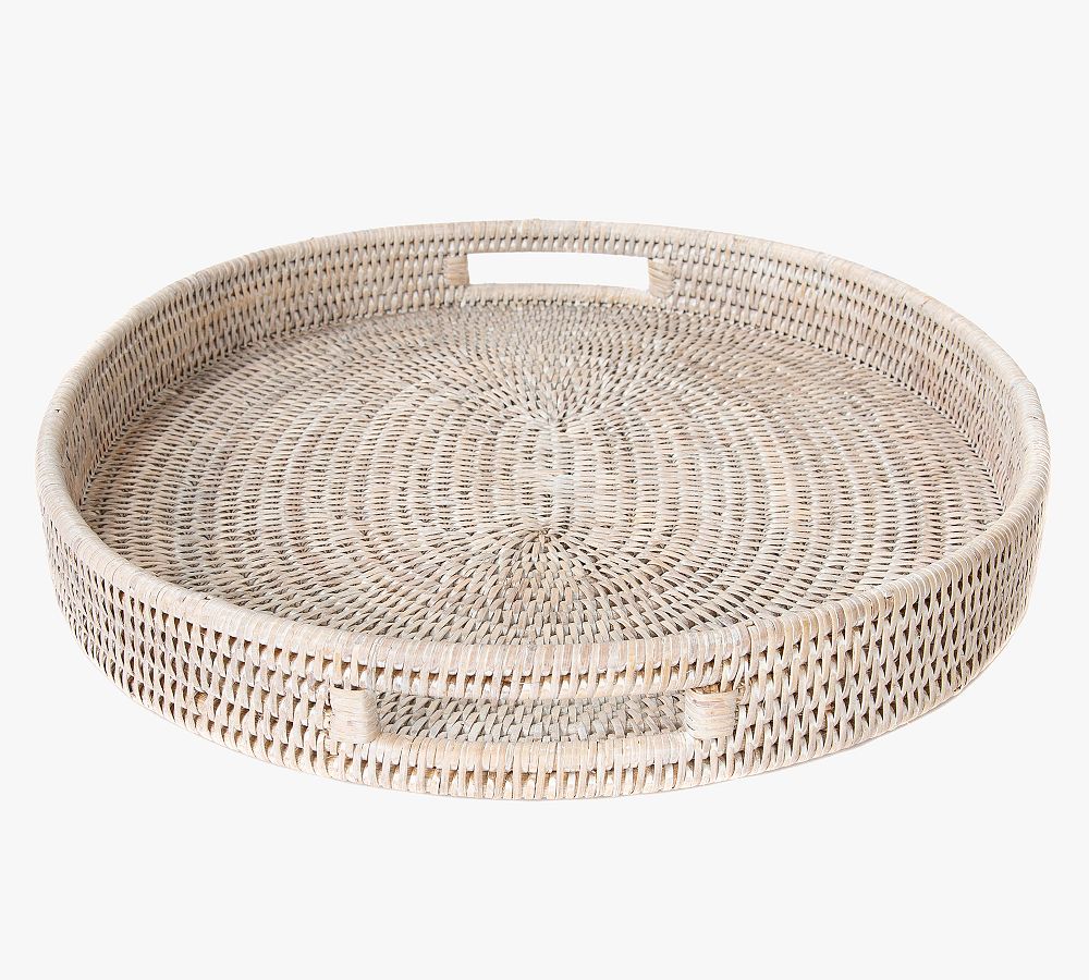 Tava Handwoven Rattan Oval Serving Tray | Pottery Barn