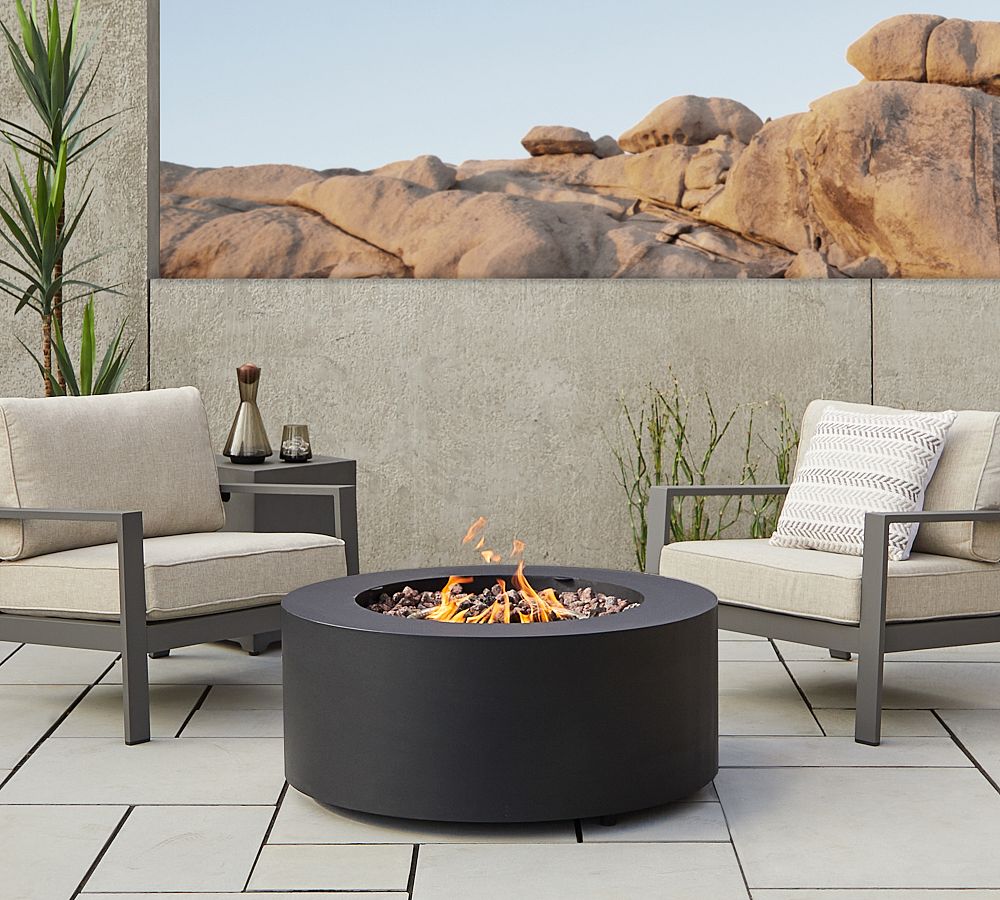 Burrows 36" Round Propane Fire Pit Table | Pottery Barn