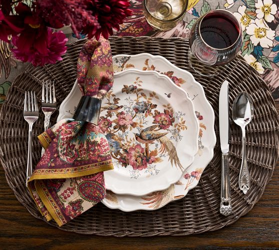 Piper Floral Bird 8-Piece Dinnerware Set | Pottery Barn