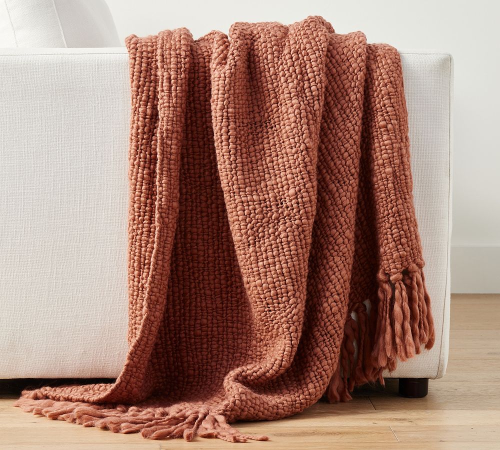 Textured Basketweave Knit Throw Blanket | Pottery Barn