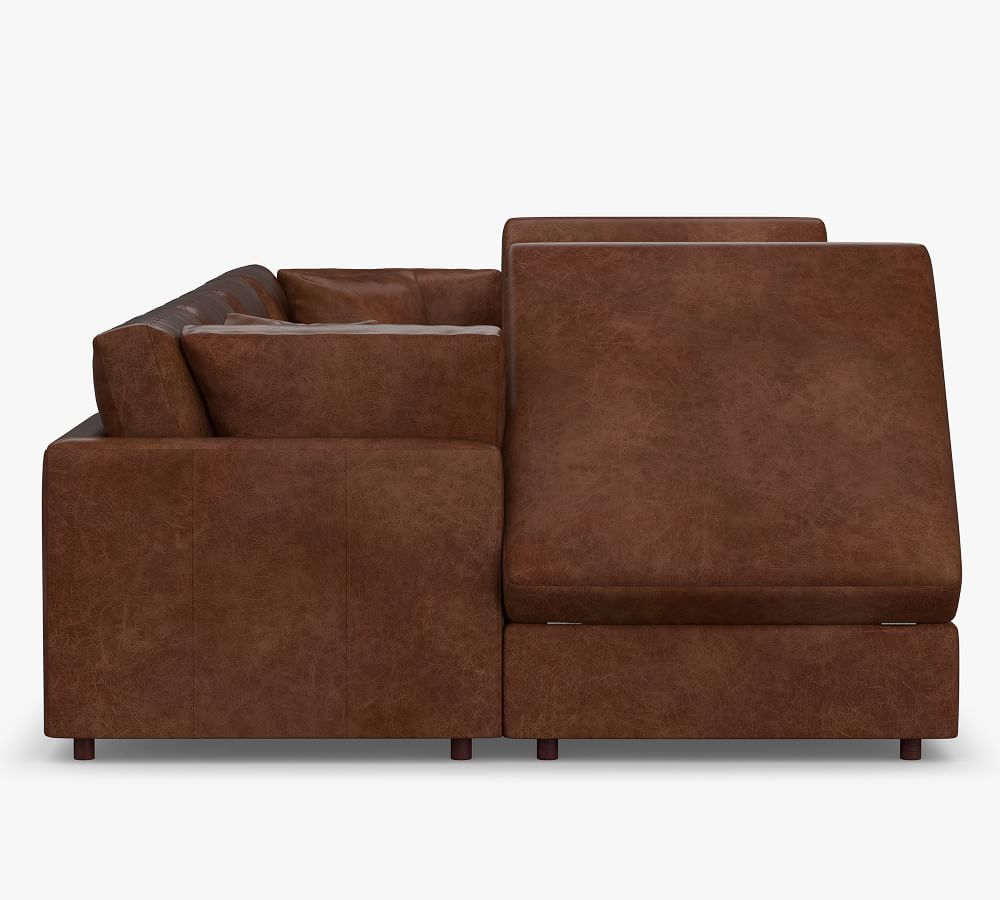 Modular Square Arm Leather 6-Piece U-Shaped Sectional | Pottery Barn