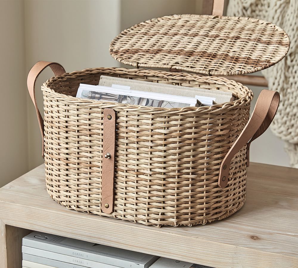 Austin Handwoven Lidded Basket | Pottery Barn