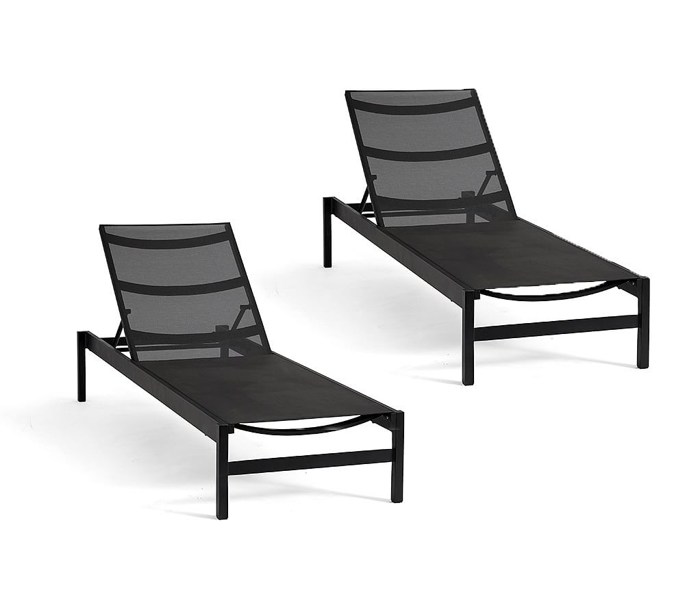 Fiji Mesh Stackable Outdoor Chaise Lounge, Set of 2 | Pottery Barn