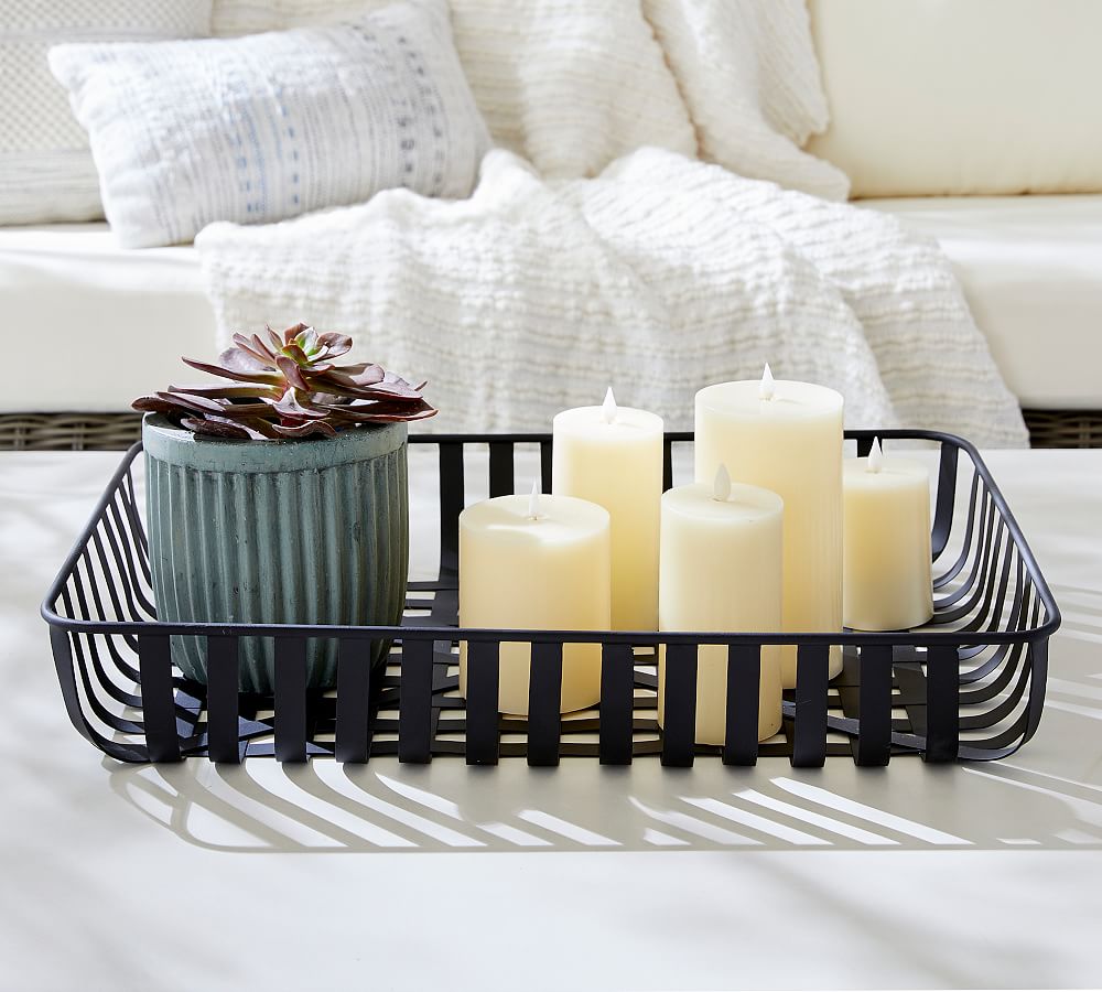 Indoor/Outdoor Black Metal Utility Tray | Pottery Barn