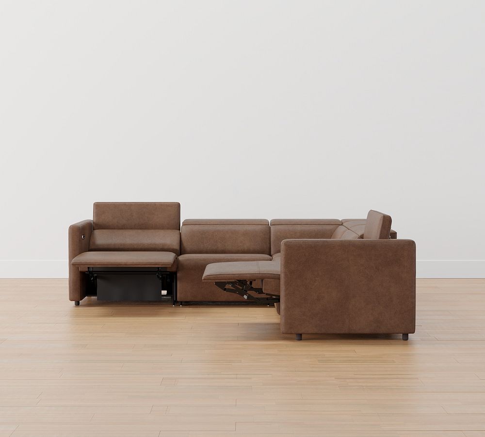 Tucker Leather Power Reclining L-Sectional | Pottery Barn