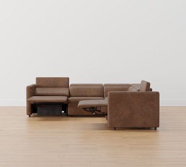 Tucker Leather Power Reclining L-Sectional | Pottery Barn