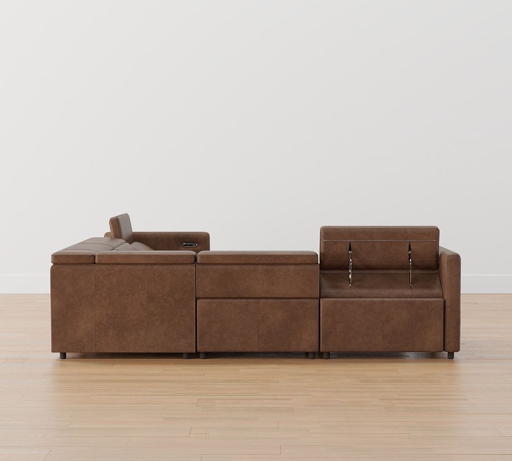 Tucker Leather Power Reclining L-Sectional | Pottery Barn
