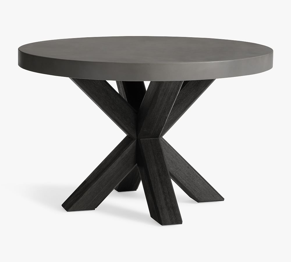 Abbott Concrete & Acacia Round Outdoor Dining Table | Pottery Barn