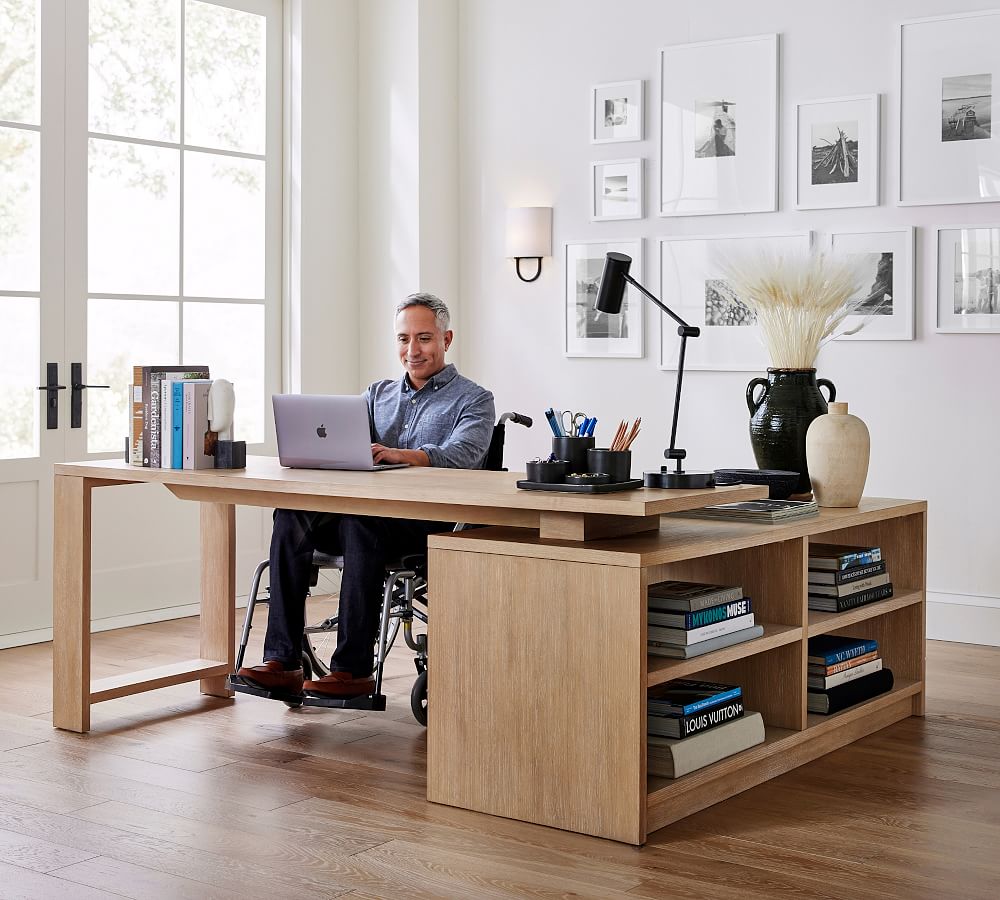Pacific L-Shape Rotating Desk | Pottery Barn