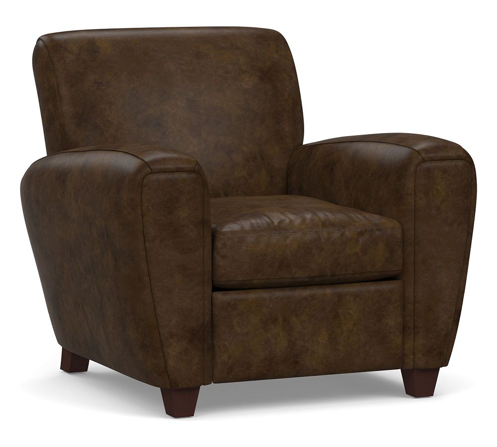 OPEN BOX: Manhattan Square Arm Leather Recliner, Polyester Wrapped ...