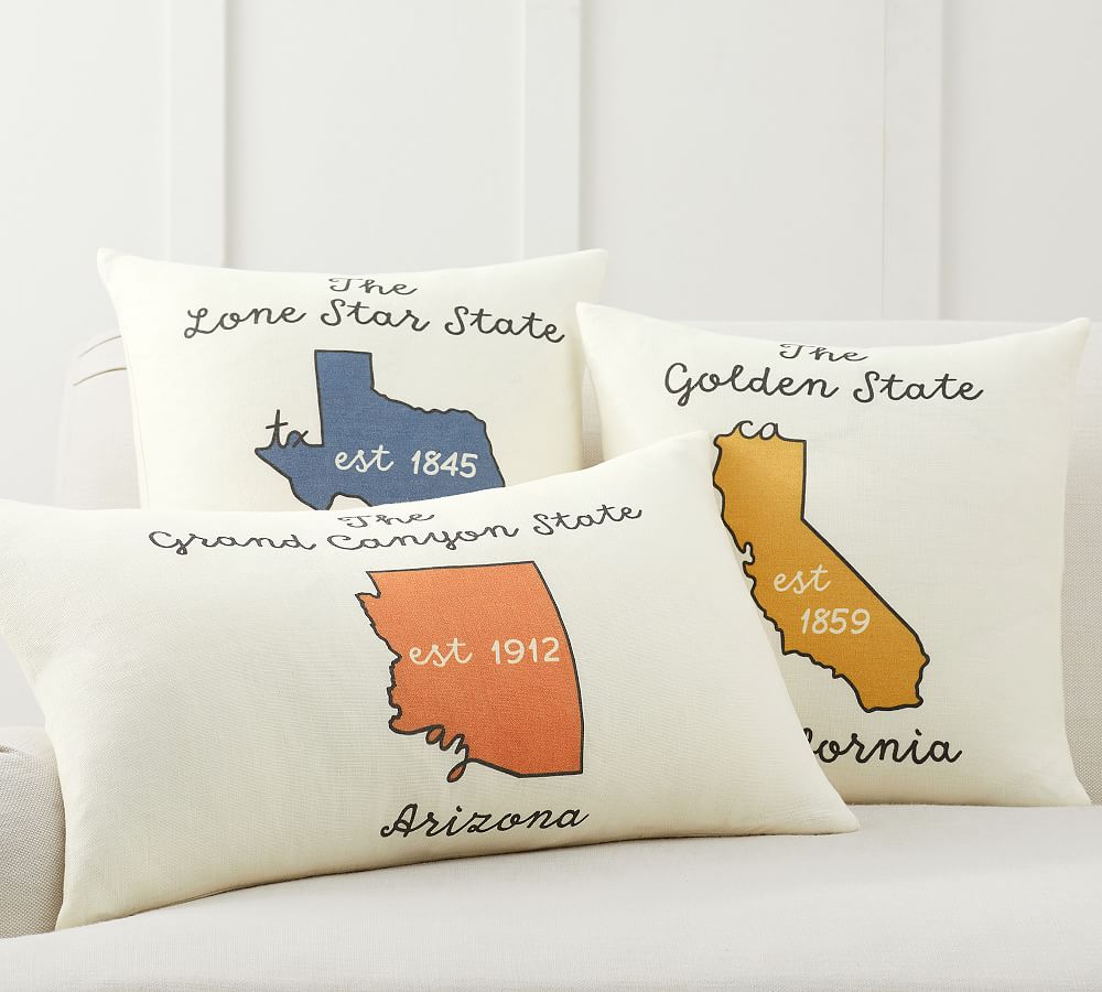 State Pride Linen Throw Pillow Cover | Pottery Barn