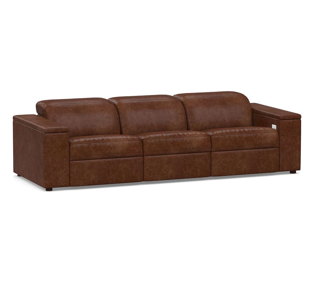 Ultra Lounge Square Arm Leather Modular Sofa | Pottery Barn