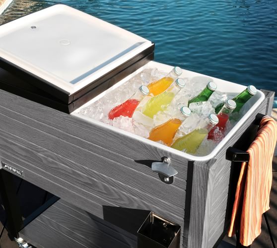 Wood Grain Stand-Up Cooler with Bottle Opener | Pottery Barn