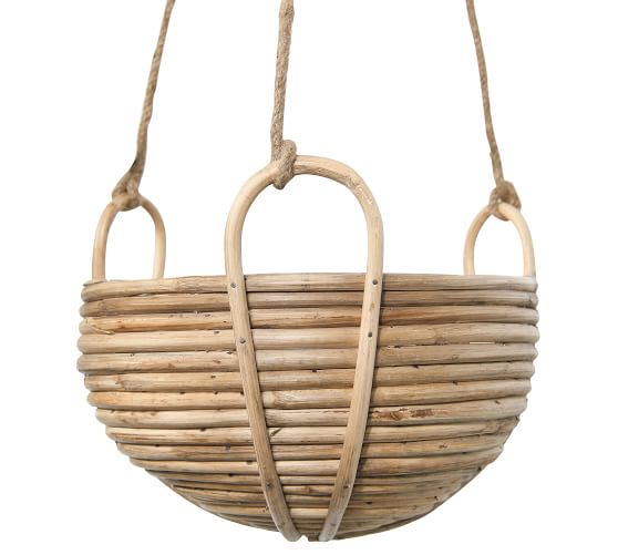 Andi Woven Rattan Hanging Planter | Pottery Barn