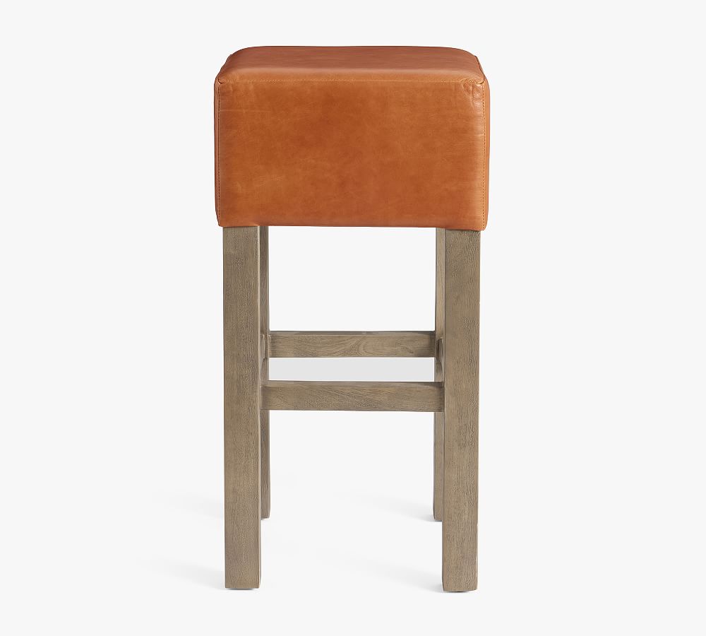 Arden Backless Leather Stool | Pottery Barn