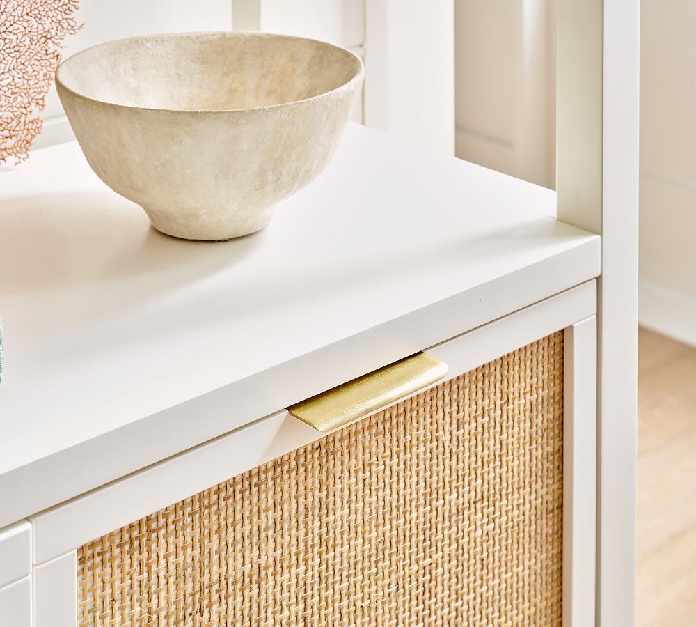 Westly Cane Open Bookcase with Doors | Pottery Barn