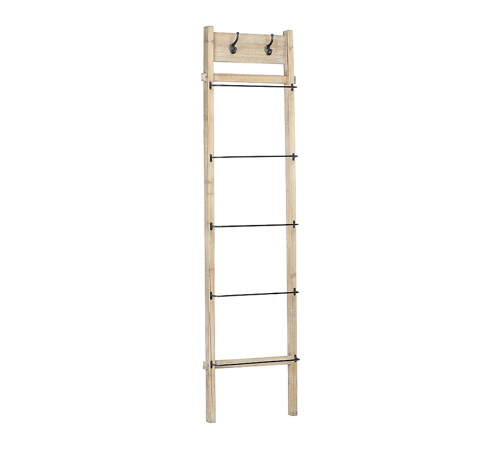 Estelle Decorative Wooden Ladder with Hooks | Pottery Barn