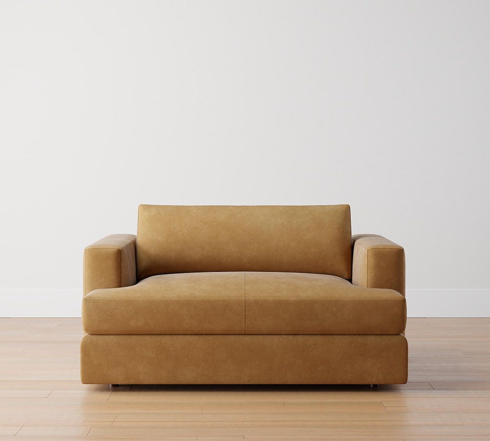 Carmel Recessed Square Arm Leather Sofa | Pottery Barn