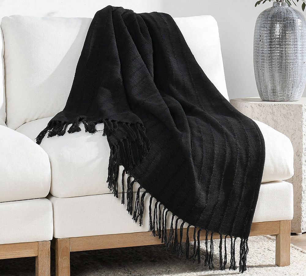 Busto Textured Striped Throw | Pottery Barn