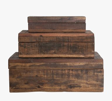 Reclaimed Wood Boxes - Set of 3 | Pottery Barn