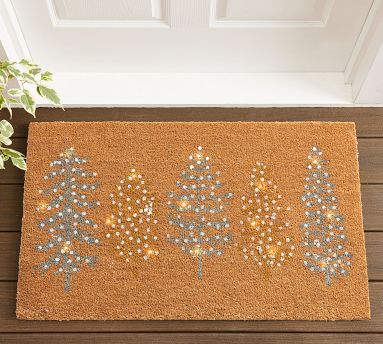 Metallic Trees Light Up Doormat | Pottery Barn