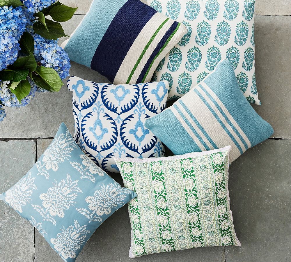 Jolora Reversible Floral Block Print Outdoor Throw Pillow | Pottery Barn