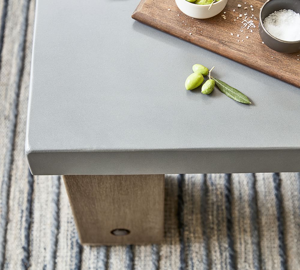 Abbott Concrete & Acacia Square Outdoor Coffee Table | Pottery Barn