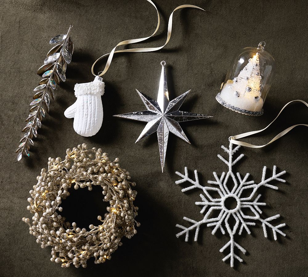 Light Up Glitter Berry Wreath Ornament | Pottery Barn